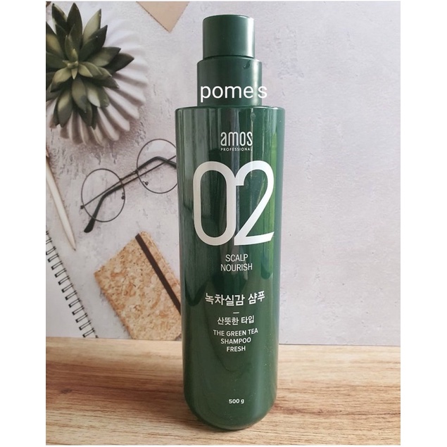 Jual AMOS O2 SCALP NOURISH THE GREEN TEA SHAMPOO FRESH 500G | Shopee ...