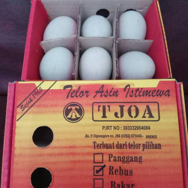 Jual Telor Asin Tjoa kemasan isi 6 (Rebus) | Shopee Indonesia