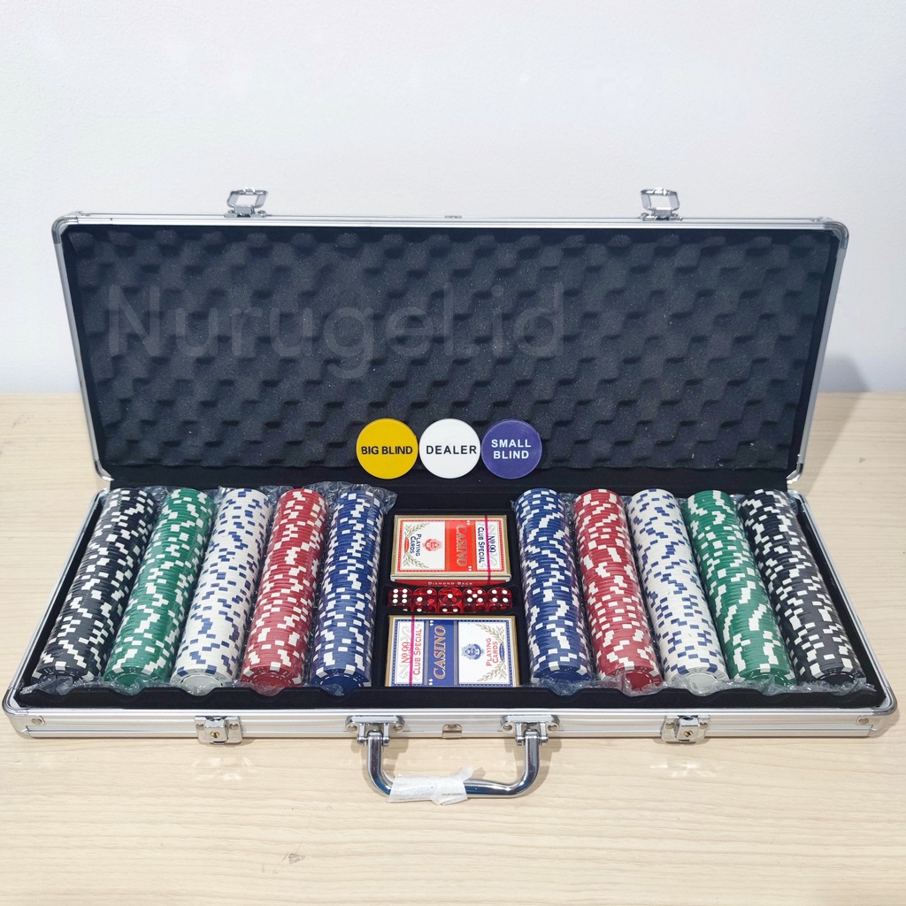 Jual Poker Chip Set 500 pcs ABS Coin + Alumunium Suitcase Texas Holdem ...