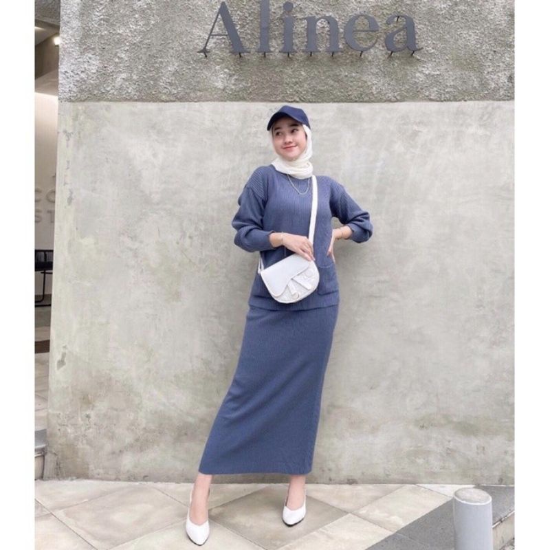 Jual [REALPICT] One Set Boxy Knit // One Set Rajut Saku Premium // R.4 ...