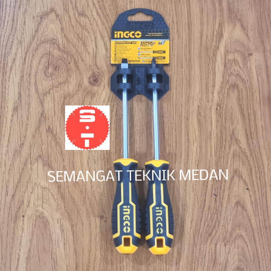 Jual 2PCS OBENG GAGANG KARET SCREWDRIVER PLUS + MINUS - SET INGCO ...