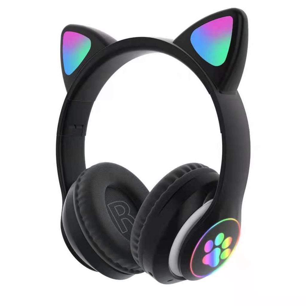 Jual Wireless Bluetooth Headphone Cat Ear with LED Lights Hanset bando ...
