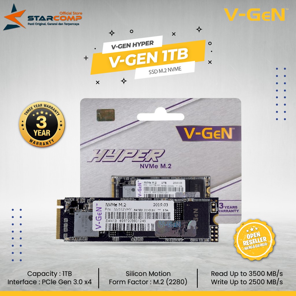 Jual SSD V-GeN Hyper 1TB M.2 NVMe PCIe Gen 3.0 VGEN 1 TB M2 NVME ...