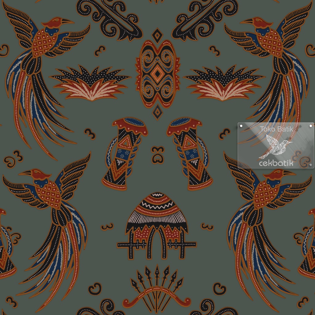 Jual kain batik - Kualitas Ekspor Motif Batik Burung Papua V1 (Abu-abu ...