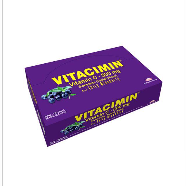Jual Vitacimin 1 Box (50 strip) 100 Tablet Hisap Kunyah Vitamin C 500mg ...