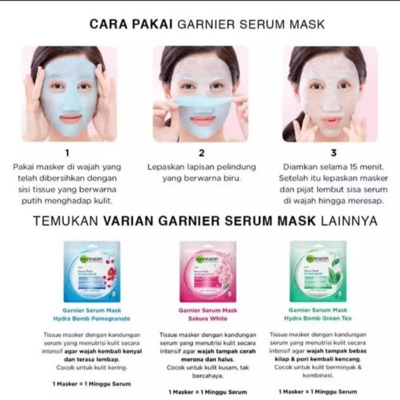 Jual SERUM MASK GARNIER-MASKER TISU/SHEET MASK FREE KUAS MASKER- MASKER ...