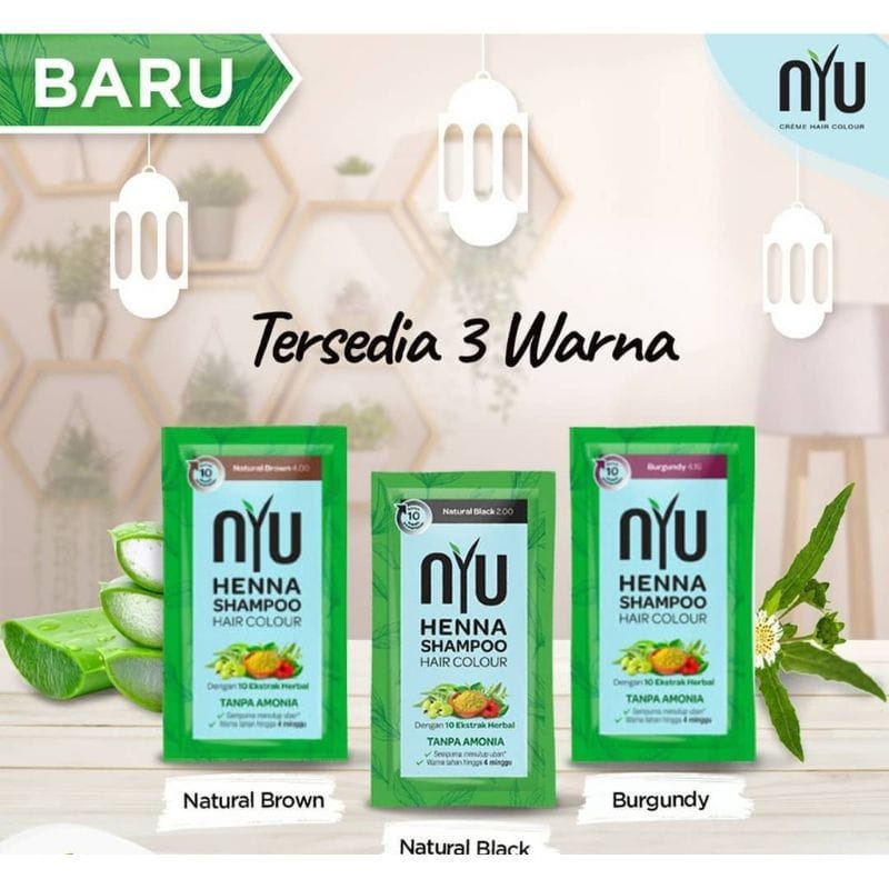Jual NYU Henna Shampoo Hair Colour Perwarna Rambut Sachet Alami Color ...