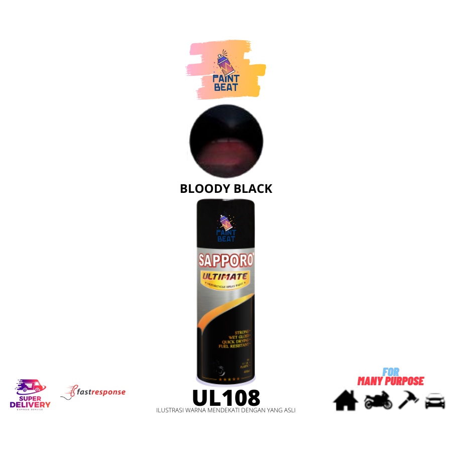 Jual UL108 Bloody Black / Sapporo Ultimate / Cat Spray Semprot Aerosol 400ml | Shopee Indonesia