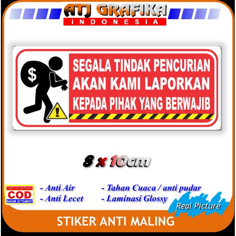 Jual Stiker pencurian lapor petugas berwajib sticker Anti maling curi ...