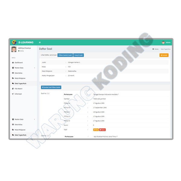 Jual Source Code Aplikasi Ujian Online (E-Learning) dengan PHP dan ... Jual Source Code Aplikasi Ujian Online (E-Learning) dengan PHP dan ...