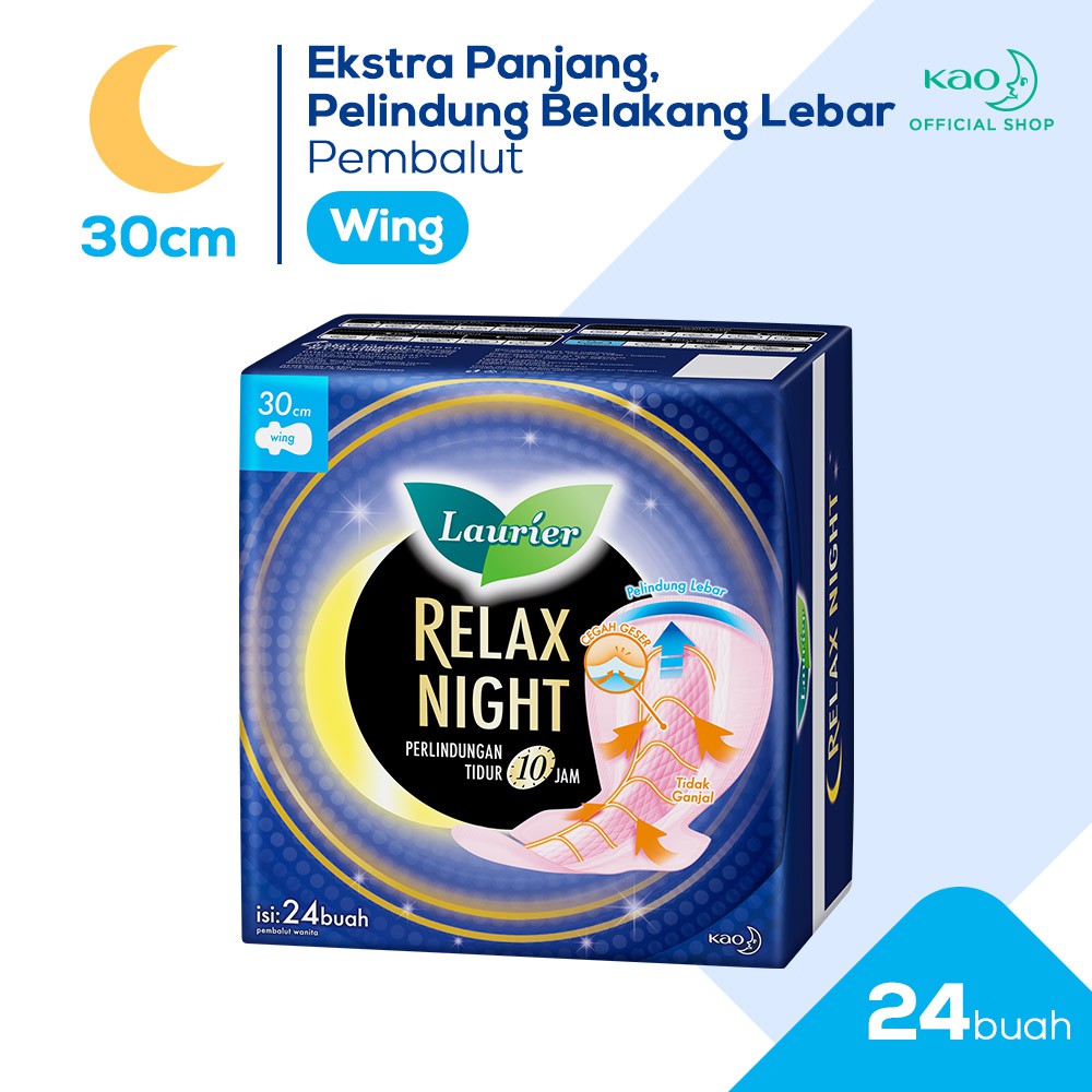 Jual Laurier Relax Night Pembalut Wanita Malam Panjang 30cm Wing ...