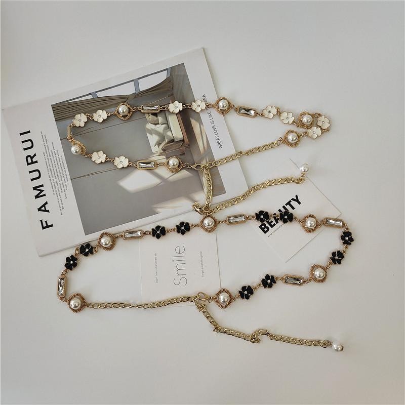 Jual VENDI - Belt Chain Wanita Metal Dress Waist Pearl Flower Elegant ...