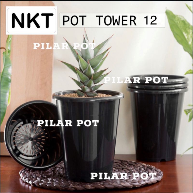 Jual pot bunga tanaman tinggi nkt tower hitam 12cm - NKT TOWER 12 HITAM ...