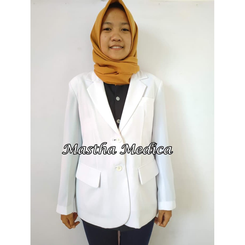 Jual Jas Snelli Jas Dokter Cewek Lengan Panjang XXL Putih Tulang ...