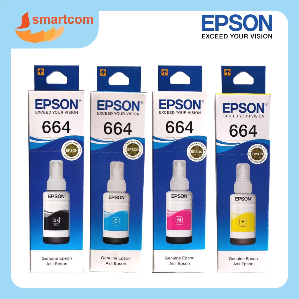 Jual TINTA EPSON 664 ORIGINAL BLACK CYAN MAGENTA YELLOW T664 | Shopee Indonesia
