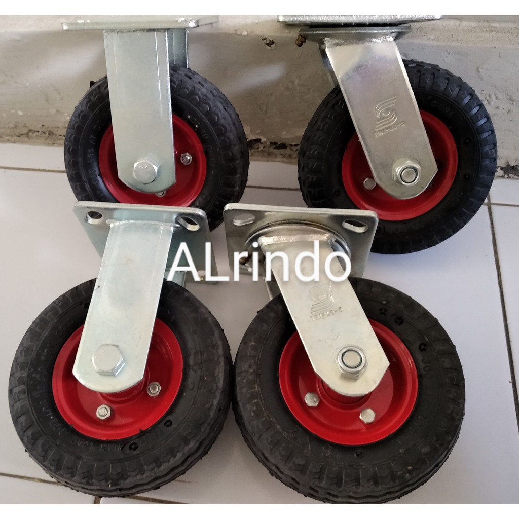 Jual RODA TROLI PNEUMATIC RODA ANGIN 6 Inch - Harga /Set (2 roda hidup+ ...