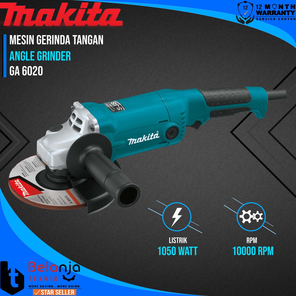 Jual Makita Mesin Gerinda Tangan GA 6020 6 Inch 1050 Watt 6" GA6020 ...
