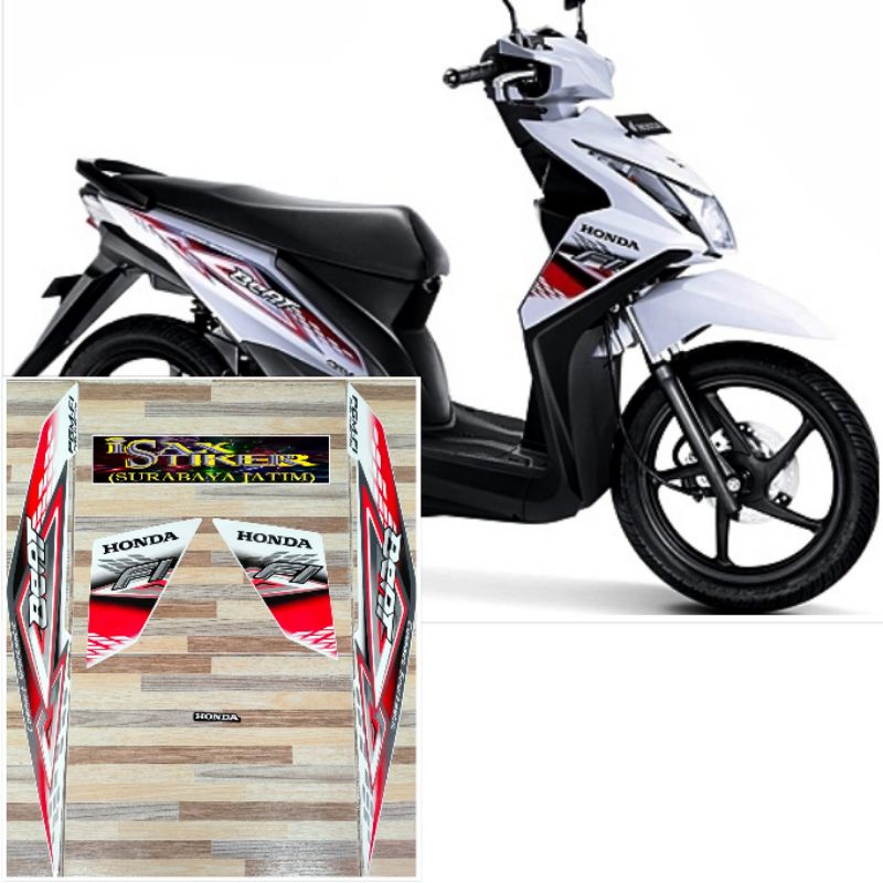 Jual striping original Honda beat FI putih merah tahun 2014 2015 ...
