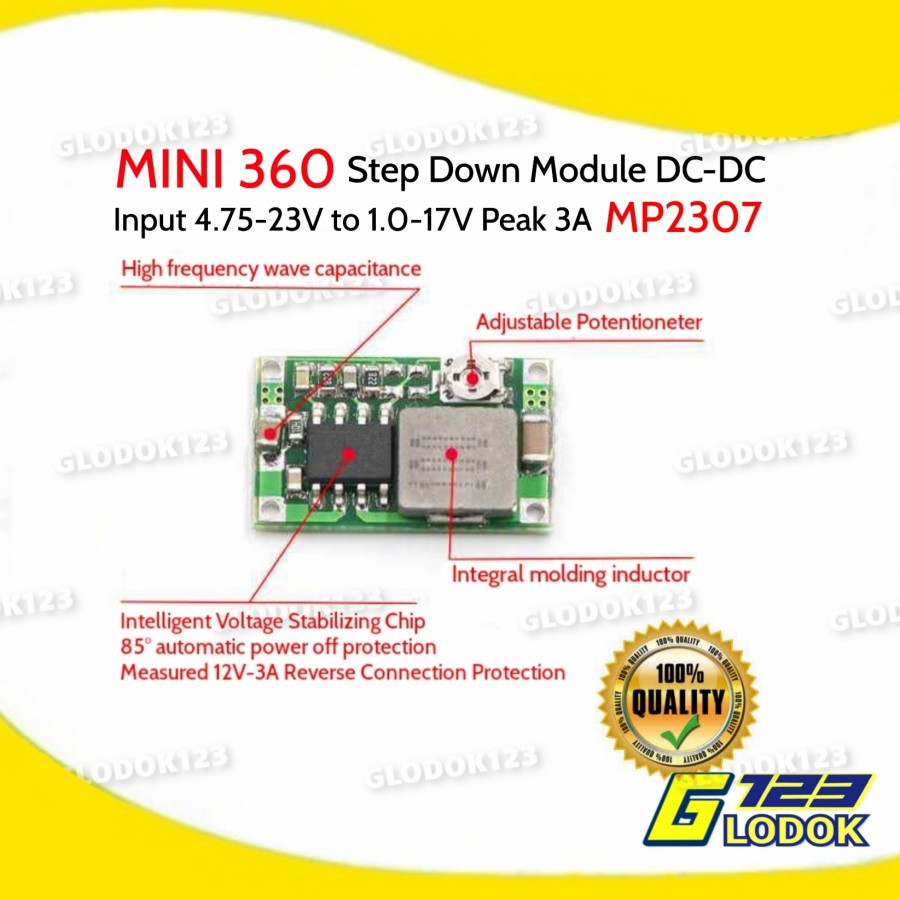 Jual Mini 360 DC DC Step Down Buck Converter Modul Power DC MP2307 ...