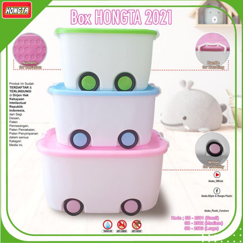Jual HONGTA - Storagebox Roda Besar + Gagang + Tutup Corak ABC | Shopee ...
