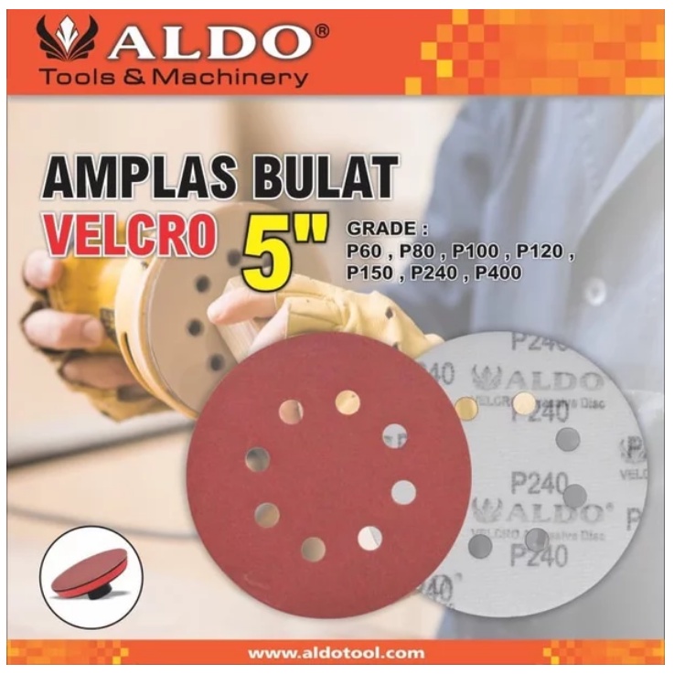 Jual ALDO AMPLAS bulat velcro 5 inch GRIT 600 lubang hamplas | Shopee ...