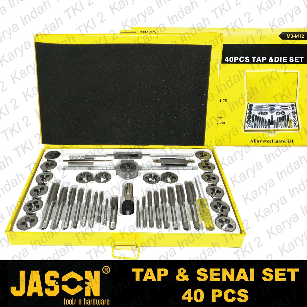 Jual Tap and Die Set 40 PCS JASON Metric Alat Tap Senai Snai Baut ...
