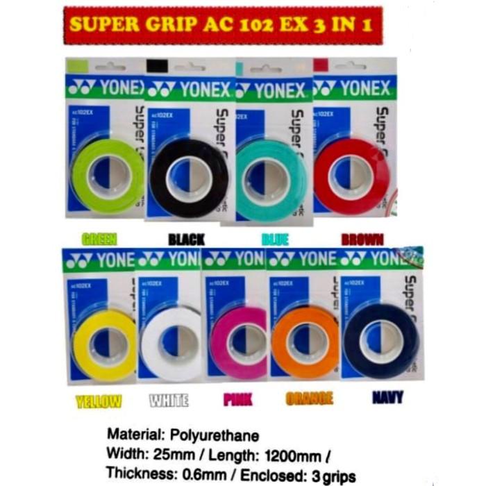 Jual Grip | Grip Yonex Badminton Ac102Ex | Super Grap Ac 102 Ex 1Kotak Isi 3Pcs Kualitas Terbaik ...