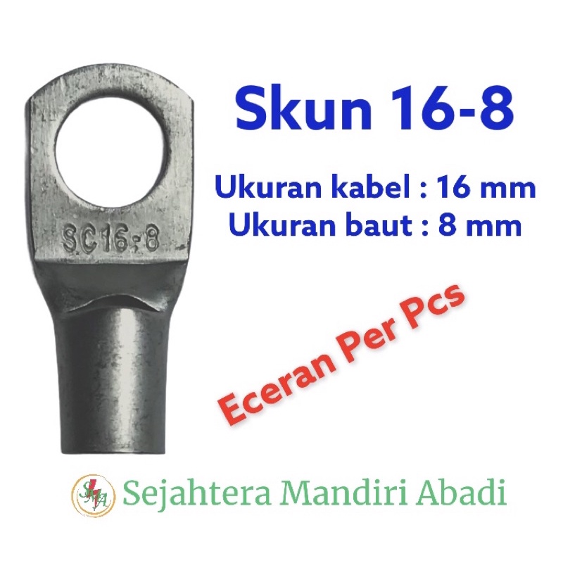 Jual Skun Kabel 16 mm2 Lubang Baut 8 mm2 Tipe SC Tembaga Chrome Skun 16-8 | Shopee Indonesia