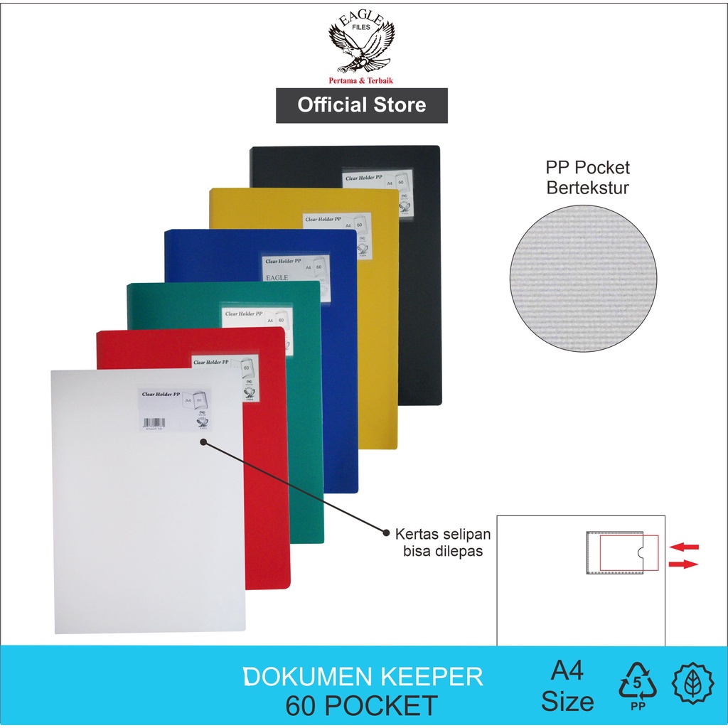 Jual Dokumen Keeper A4 EAGLEFiles 60 Pocket Clear Holder Document ...