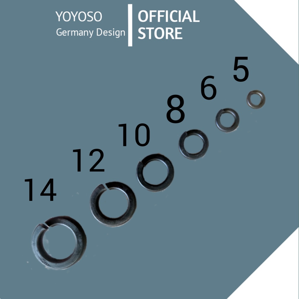 Jual Ring Per Baja/ Spring Washer 5 / 6 / 8 / 10 / 12 / 14 - Ring Hitam ...