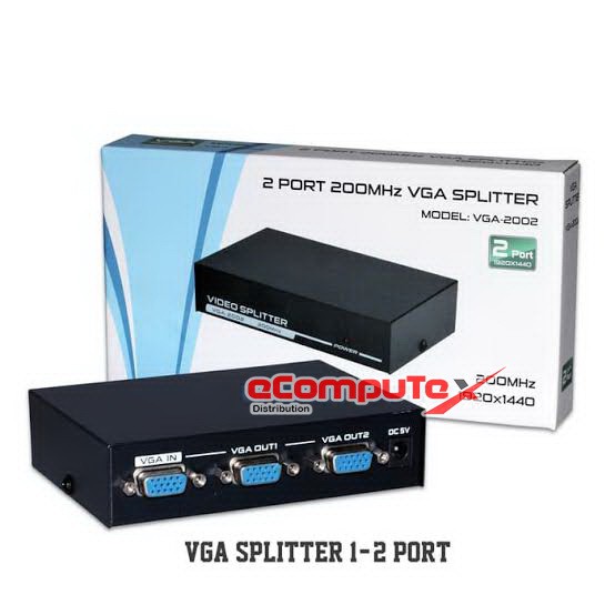 Jual VGA SPLITTER 1 TO 2 PLUS ADAPTOR 2 PORT | Shopee Indonesia