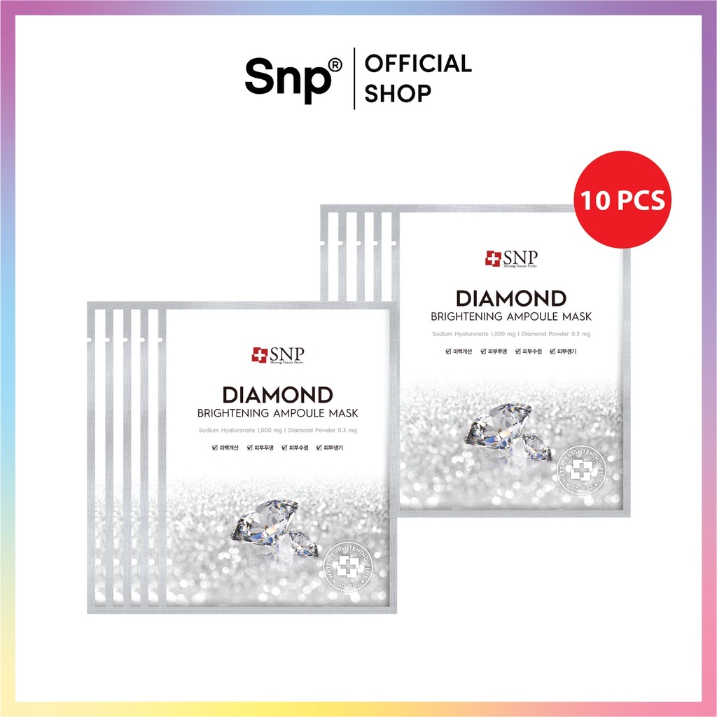 Jual SNP Diamond Brightening Ampoule Sheet Mask Bundle 10 pcs | Shopee ...
