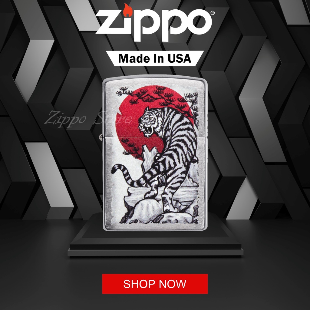 Jual Korek Zippo Asian Tiger Design 29889 Original Made In USA | Shopee ...