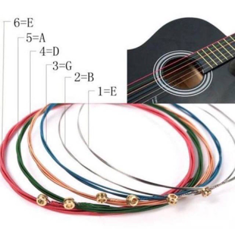 Jual senar gitar akustik pelangi string rainbow import | Shopee Indonesia