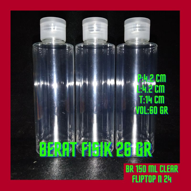 Jual BOTOL 150 ML TUBULAR CLEAR FLIPTOP N 24 | Shopee Indonesia