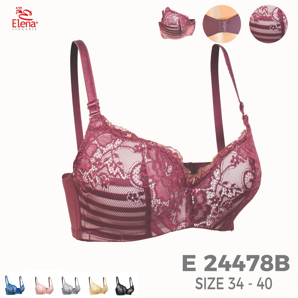Jual Elena E 24478 Bra Kawat Busa Tipis Cup B Kait 3 Brokat Renda Bh ...
