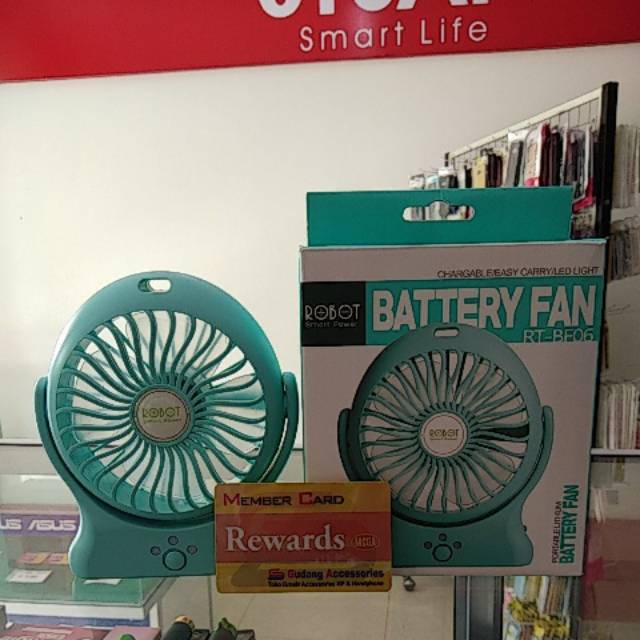 Jual Kipas Battery Fan ROBOT with LED Light & Powerbank | Shopee Indonesia
