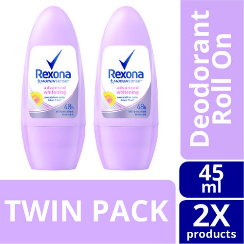 Jual Rexona Deodorant Deo Roll On Advanced Whitening 45ml Anti Bakteri Twin Pack | Shopee Indonesia