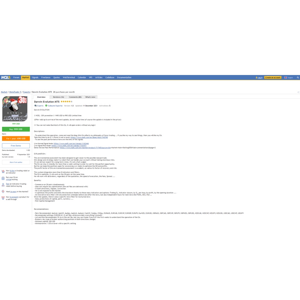 Jual Darwin Evolution MT5 EA MT4 | Shopee Indonesia