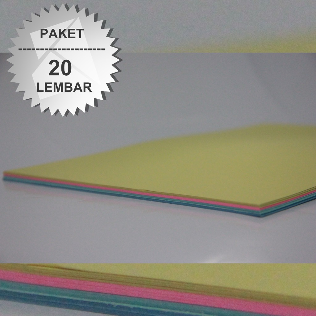 Jual KERTAS BC / MANILA WARNA CERAH F4 dan A4 PAKET 20 LEMBAR | Shopee ...