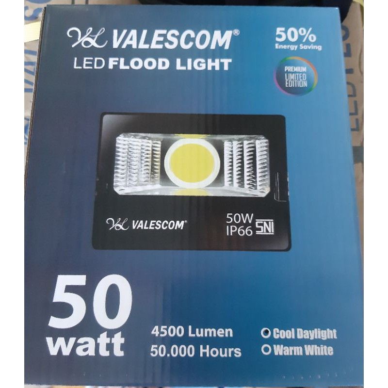 Jual LAMPU SOROT AC 50WATT LED VALESCOM FLOOD LIGHT COB 50W LAMPU SOROT TEMBAK OUTDOOR SATU MATA ...