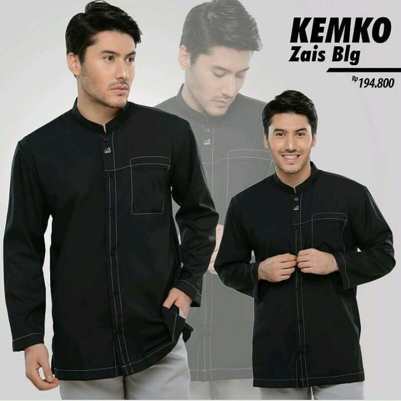 Jual Kemko Zais Blg - Kemko Rabbani Hitam - Baju Koko Hitam Lengan ...