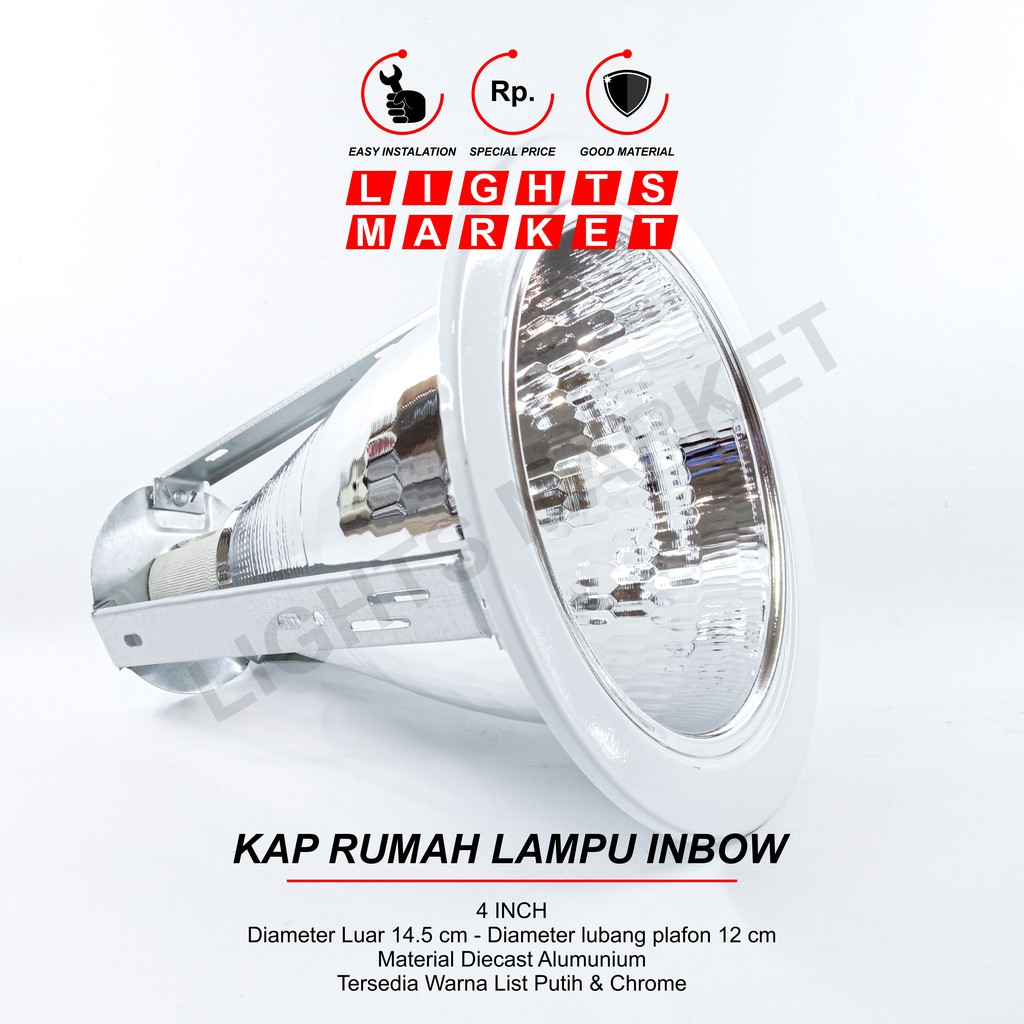 Jual Kap Lampu Downlight Plafon 4 Inch Adjustable Fitting E27 Ulir ...