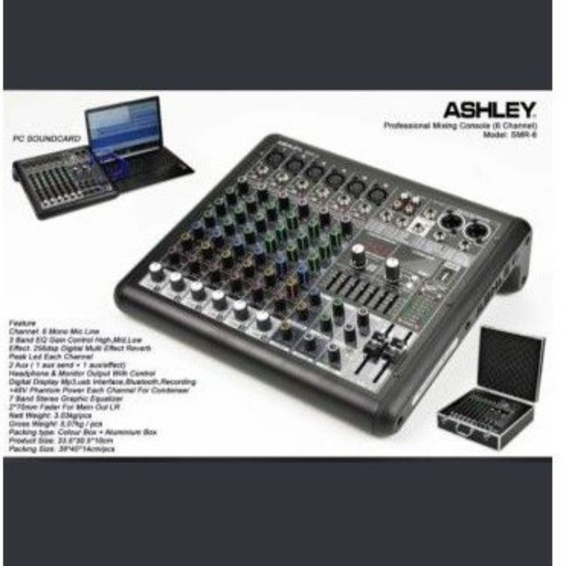 Jual Mixer Ashley SMR 6 smr6 Original 6 Channel Bluetooth USB + Hardcase(Koper) ORIGINAL ...