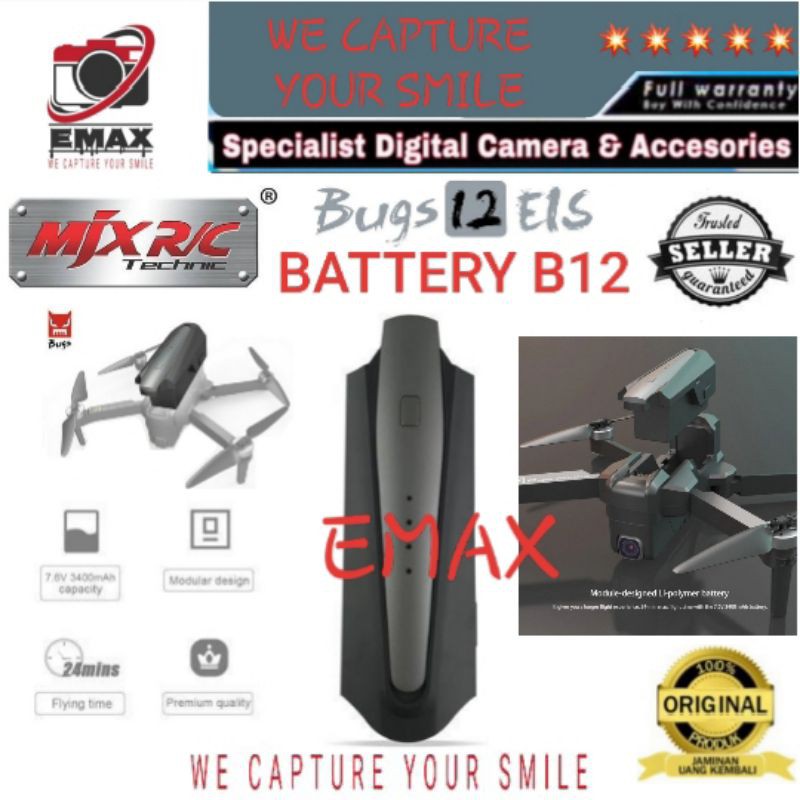 Jual Battery Drone MJX Bugs 12 EIS R/C Baterai MJX B12 EIS RC Original Baterai Drone B12 EIS ...
