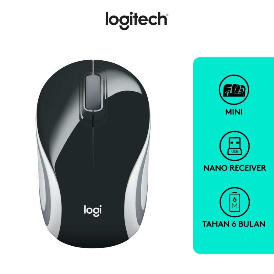 Jual M187 Black MOUSE MINI WIRELESS LOGITECH BLACK - 100% Resmi ...