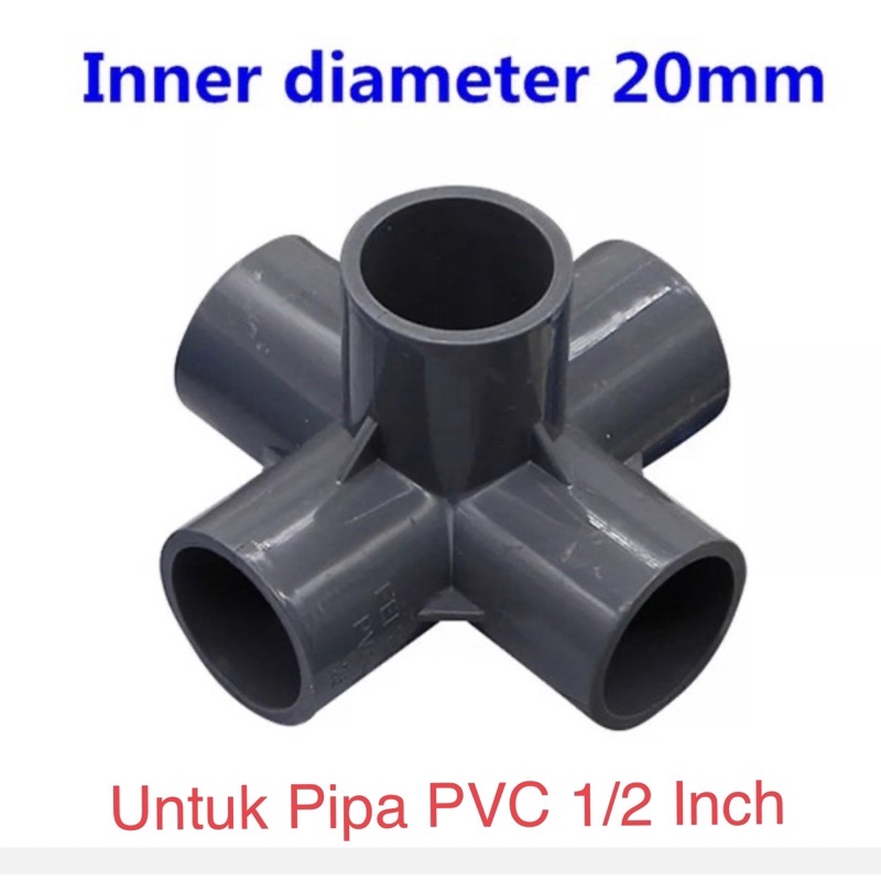 Jual Grey Fitting 5 Way Arah T Tee Elbow Inner Diameter 20mm for Pipa ...