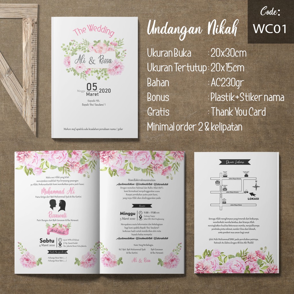 Jual undangan pernikahan rustic vintage elegan simple-design kekinian ...