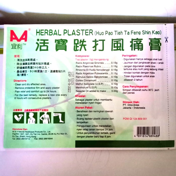 Jual Koyo Herbal Plaster (Huo Pao Tieh Ta Feng Shin Kao) isi 6 lembar ...