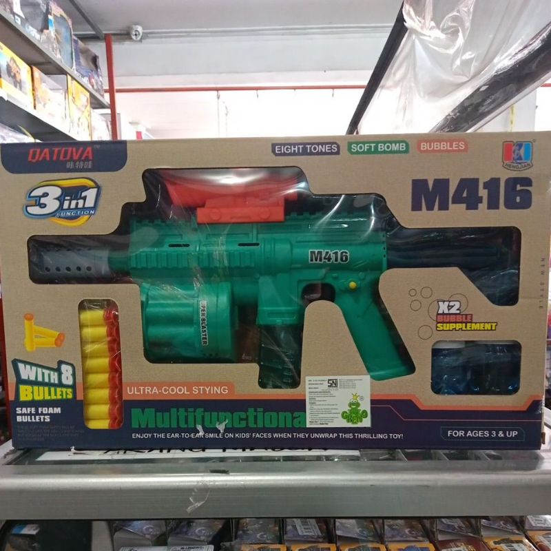 Jual MAINAN PISTOL M416 3IN1 NERF BUBBLE | Shopee Indonesia
